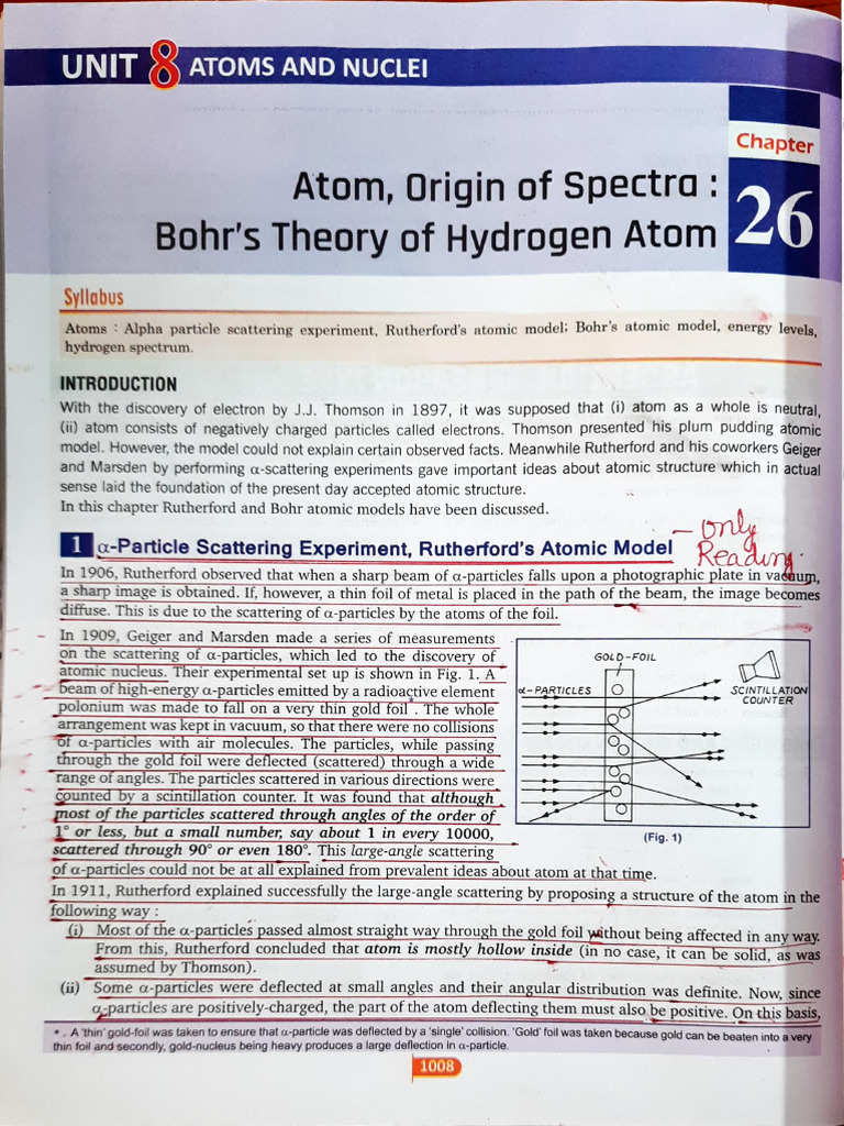 Chap 26 Bohrs Theory of H Atom | PDF | Atomic Nucleus | Atoms