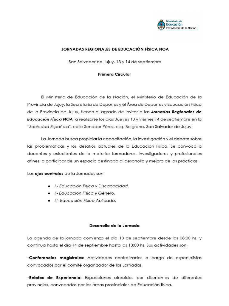1ra Circular Noa | PDF | Enseñando | Inclusión (Educación)