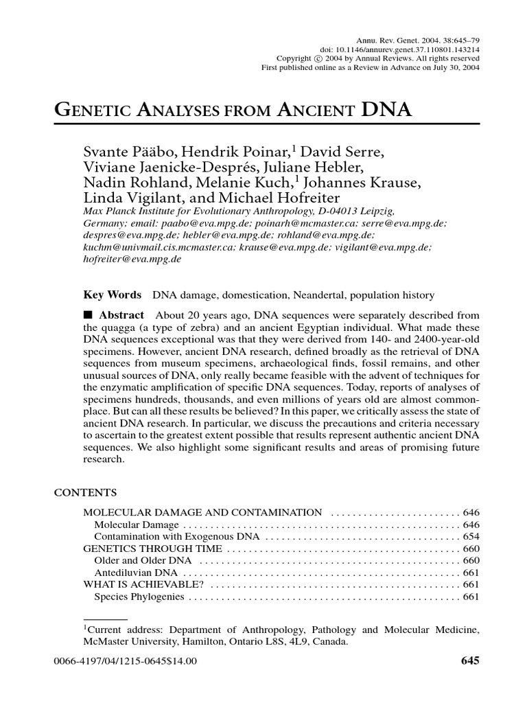 Ancient DNA Research Insights | PDF | Polymerase Chain Reaction | Dna
