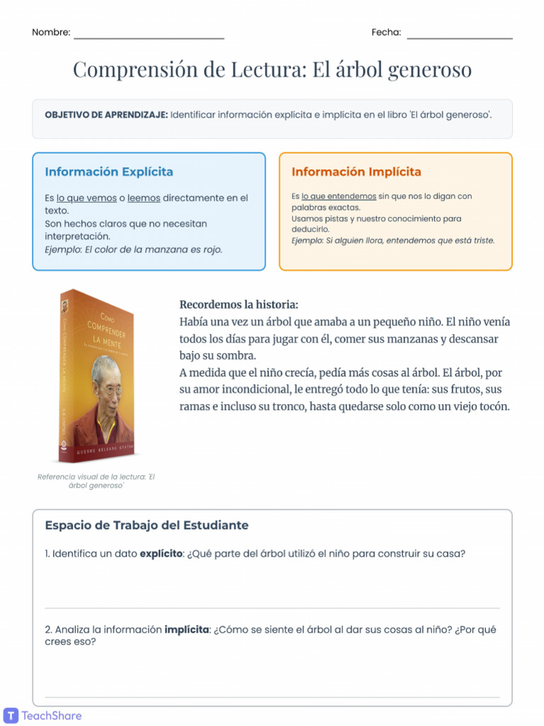 Comprensión de 'El Árbol Generoso' | PDF