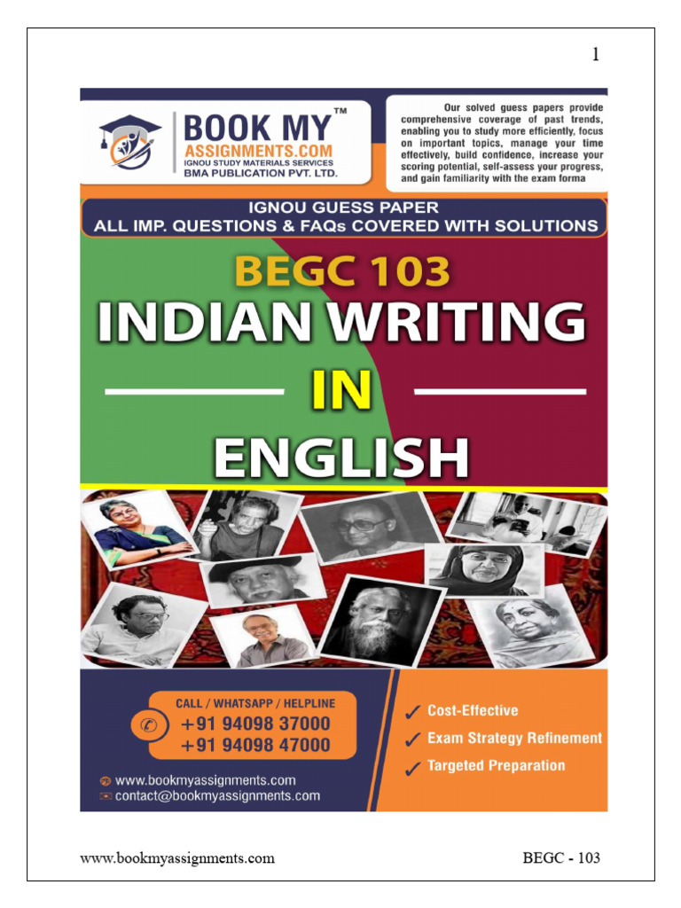 BEGC-103 Indian Writing in English [GP-Eng-Ritul]_ | PDF | Poetry ...