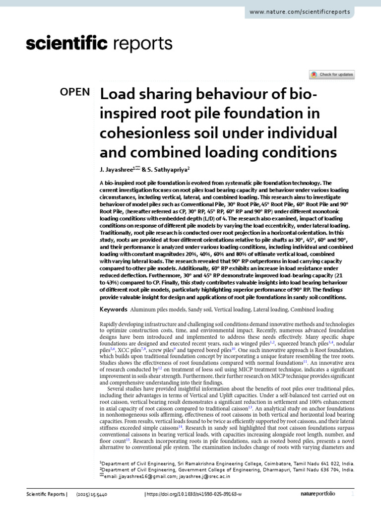 Load Sharing of Bio-Inspired Root Piles | PDF | Deformation ...