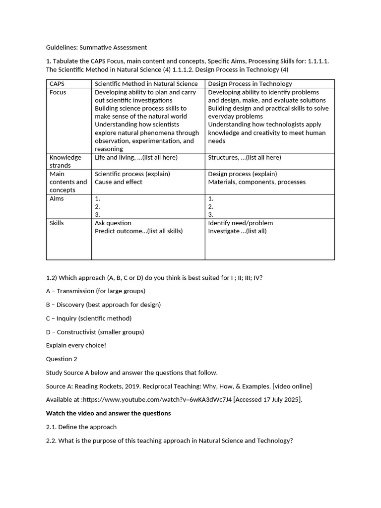 Guidelines Summative Assessment | PDF | Scientific Method | Lesson Plan