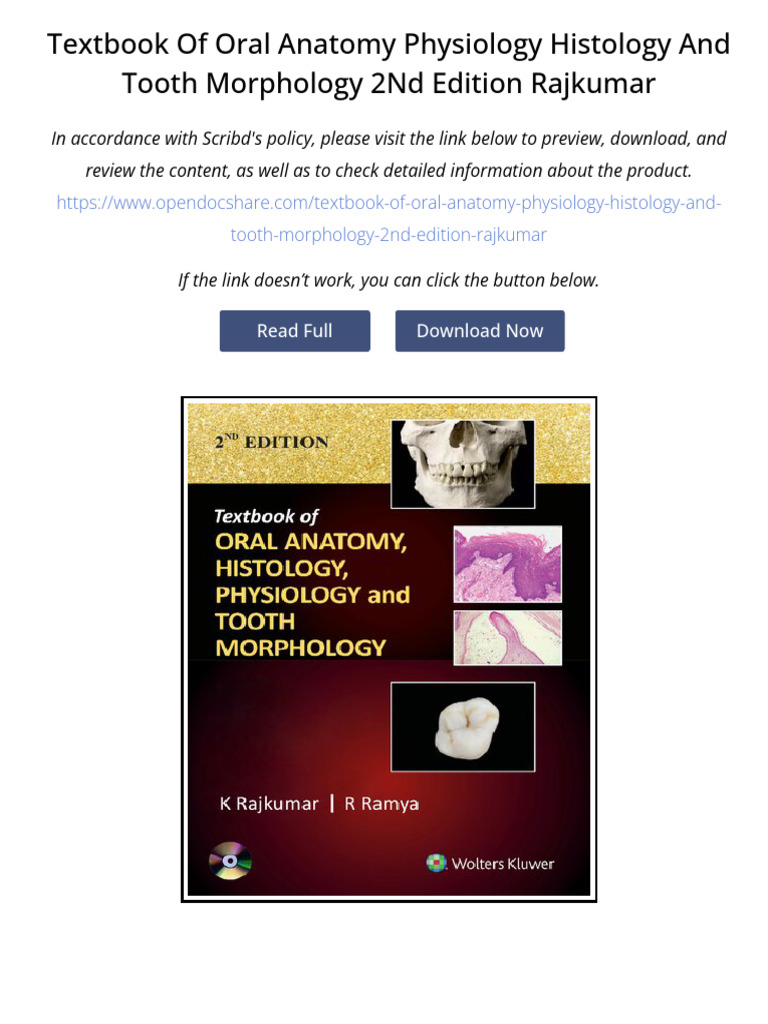 Textbook of Oral Anatomy Physiology Histology and Tooth Morphology 2nd ...
