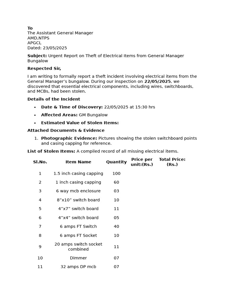 Theft Complaint | PDF