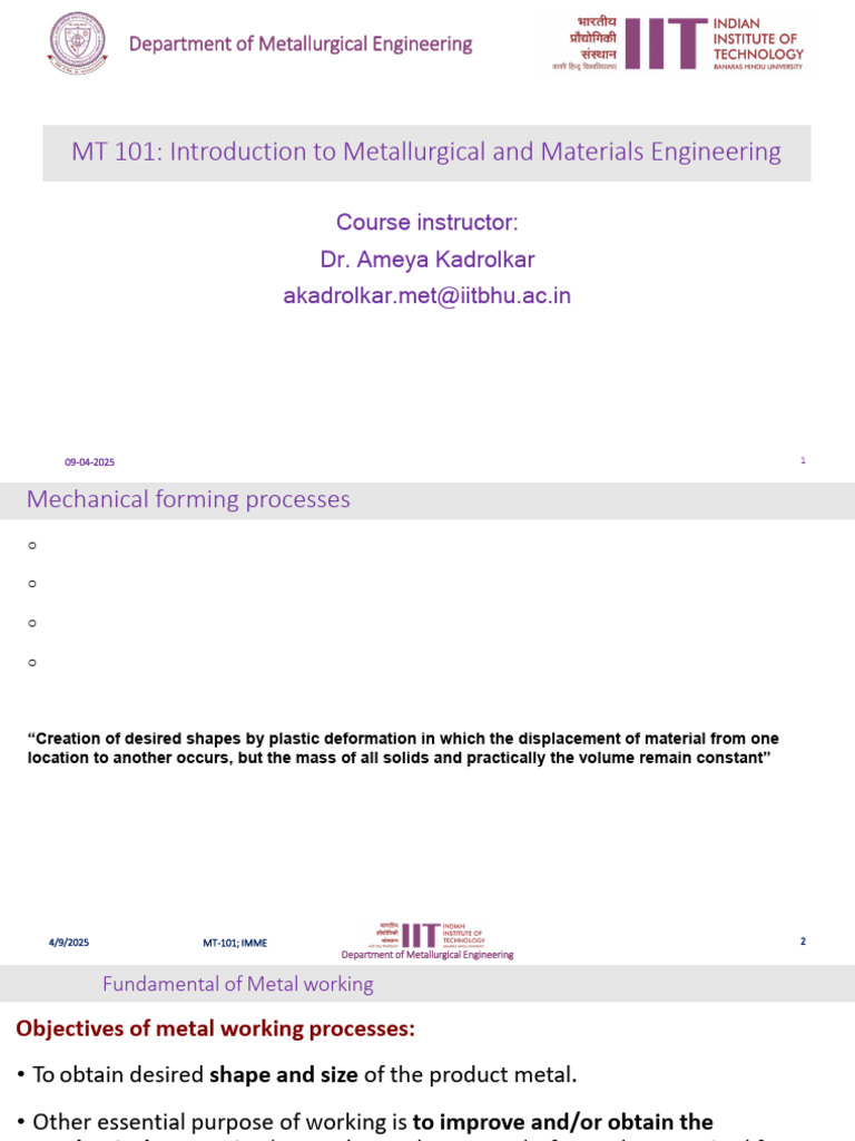 Metallurgical Engineering: Metal Working Processes | PDF | Forging ...