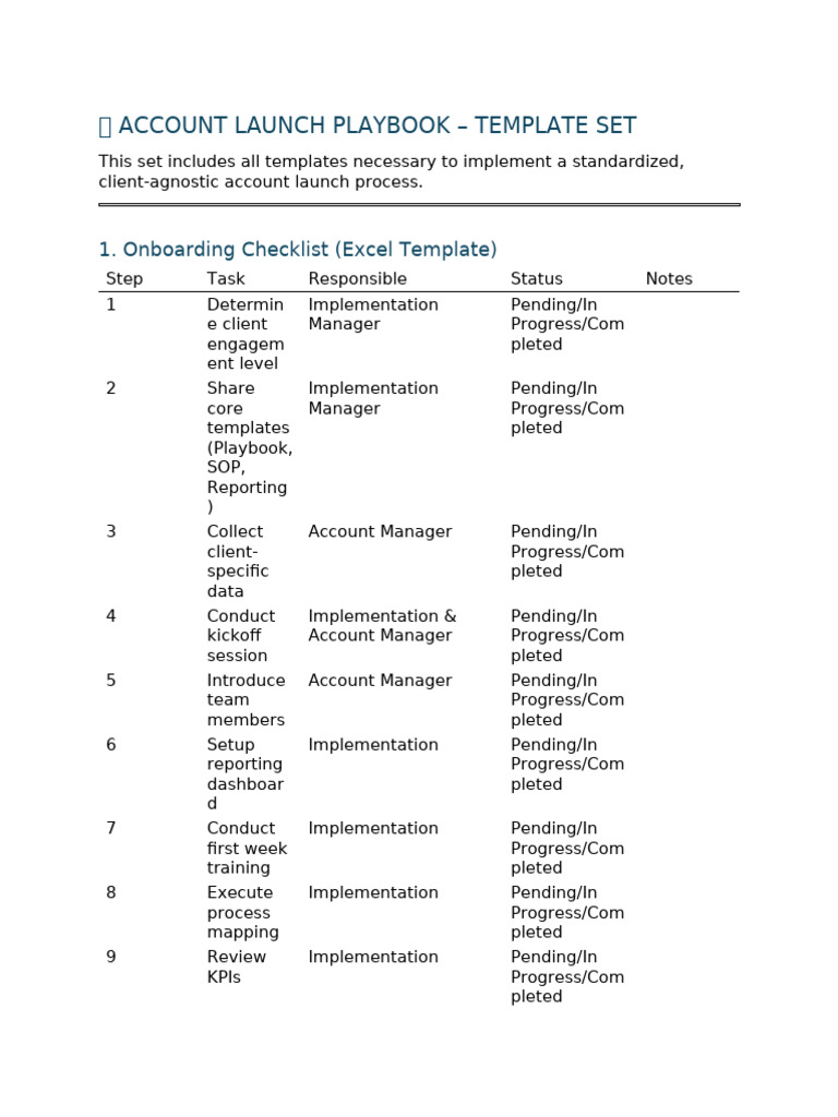 Account Launch Playbook Templates | PDF | Computing