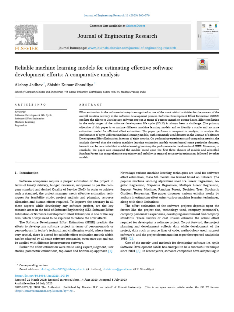 Reliable Machine Learning Models for Estimating Effective Software ...