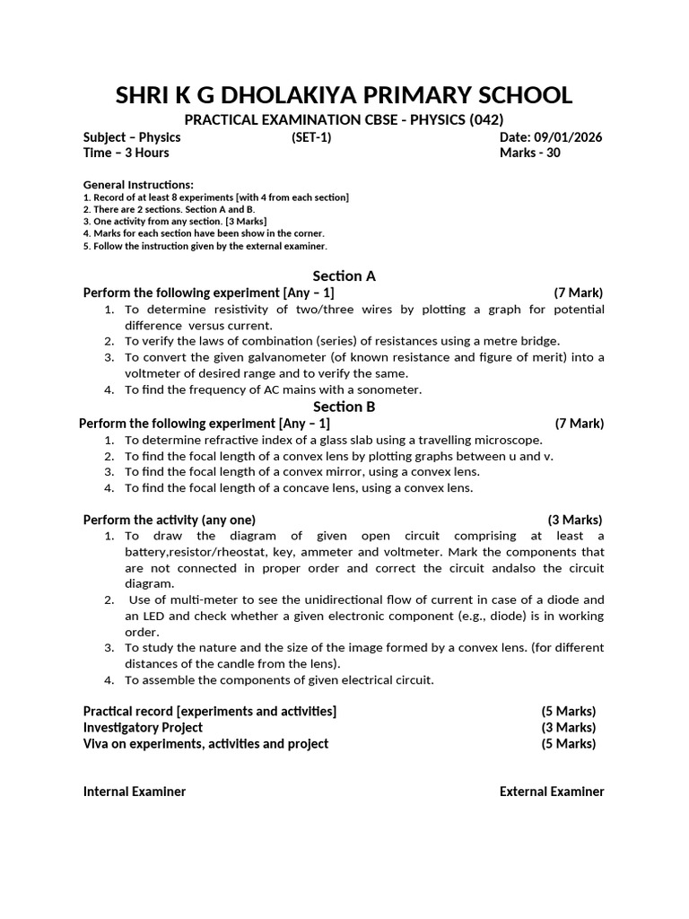 CBSE Physics Practical Exam Guide | PDF | Electrical Network | Electricity