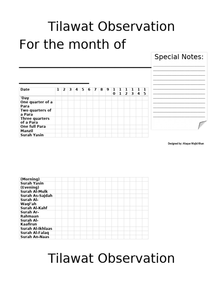 Monthly Tilawat Observer | PDF | Islamic Texts | Quran
