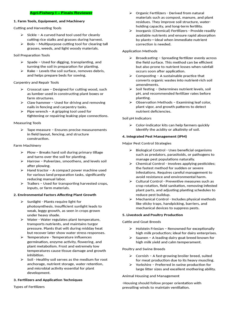Afa 1 Reviewer | PDF | Soil | Agriculture