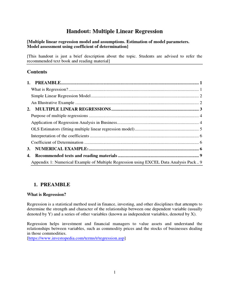 Multiple Linear Regression | PDF | Linear Regression | Coefficient Of Determination