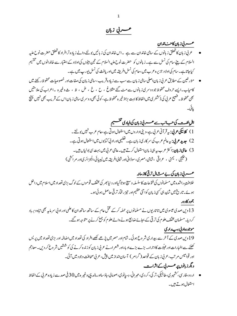 Arabic Language (Introduction) | PDF