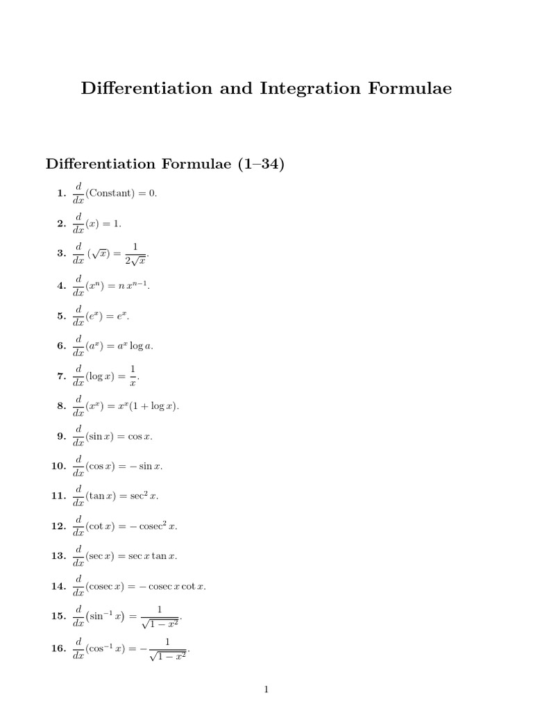 Differentiation and Integration Formulas | PDF | Chess Theory | Chess