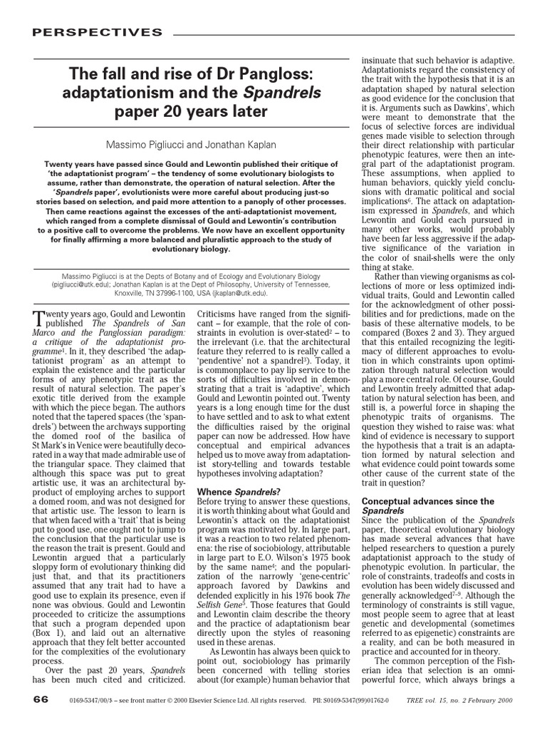 Revisiting Spandrels: Evolutionary Insights | PDF | Natural Selection ...