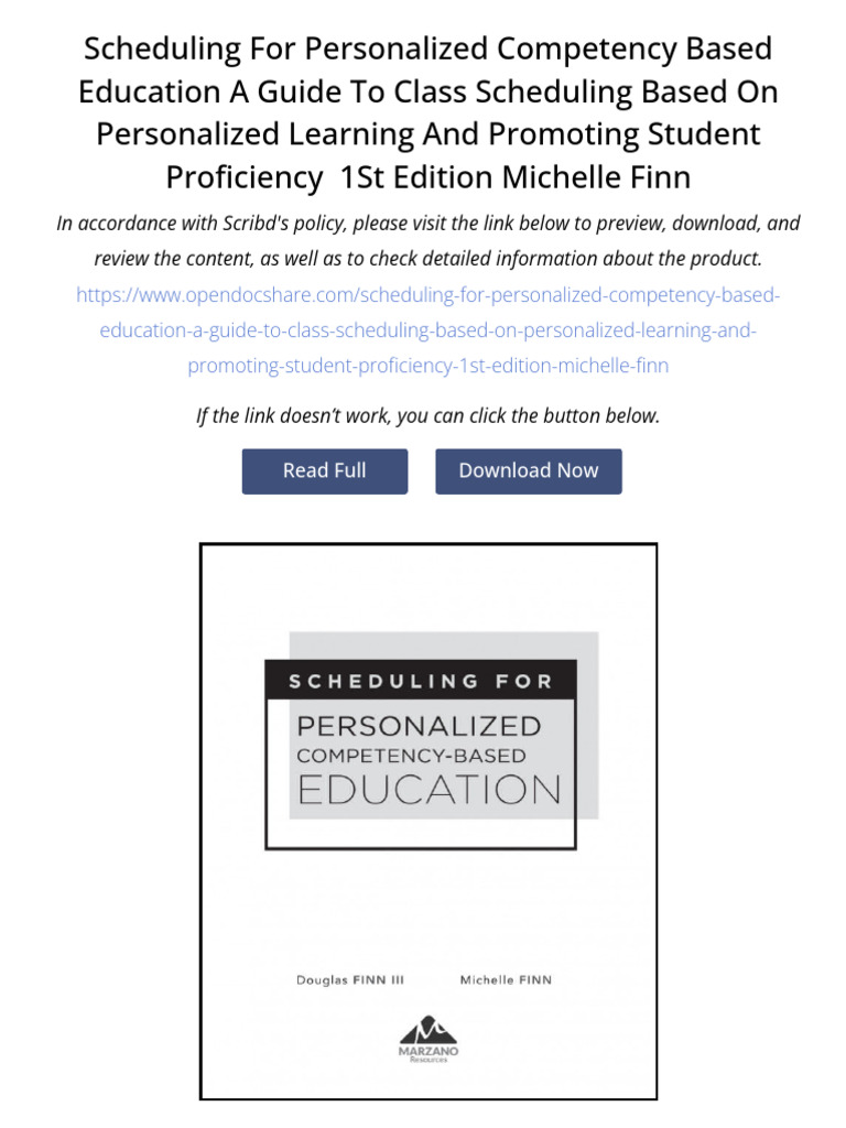 Scheduling for Personalized Competency Based Education a Guide to Class ...