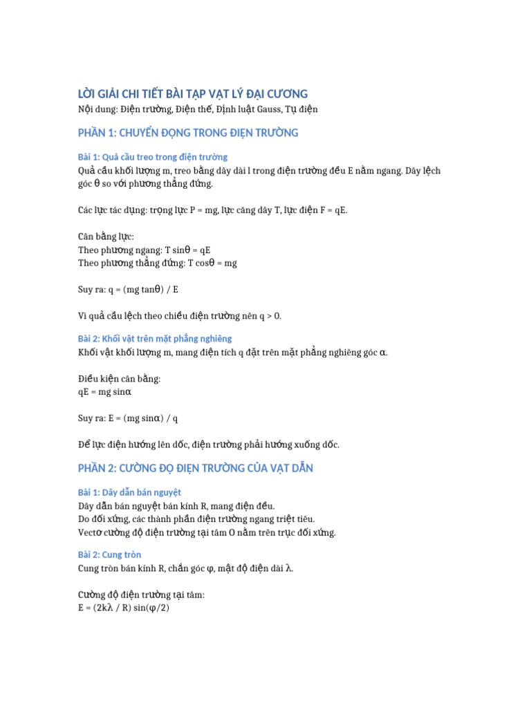 Loi Giai Vat Ly Dai Cuong | PDF