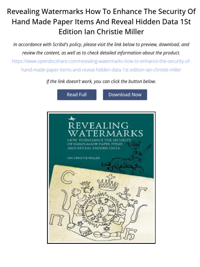 Revealing Watermarks How to Enhance the Security of Hand Made Paper ...