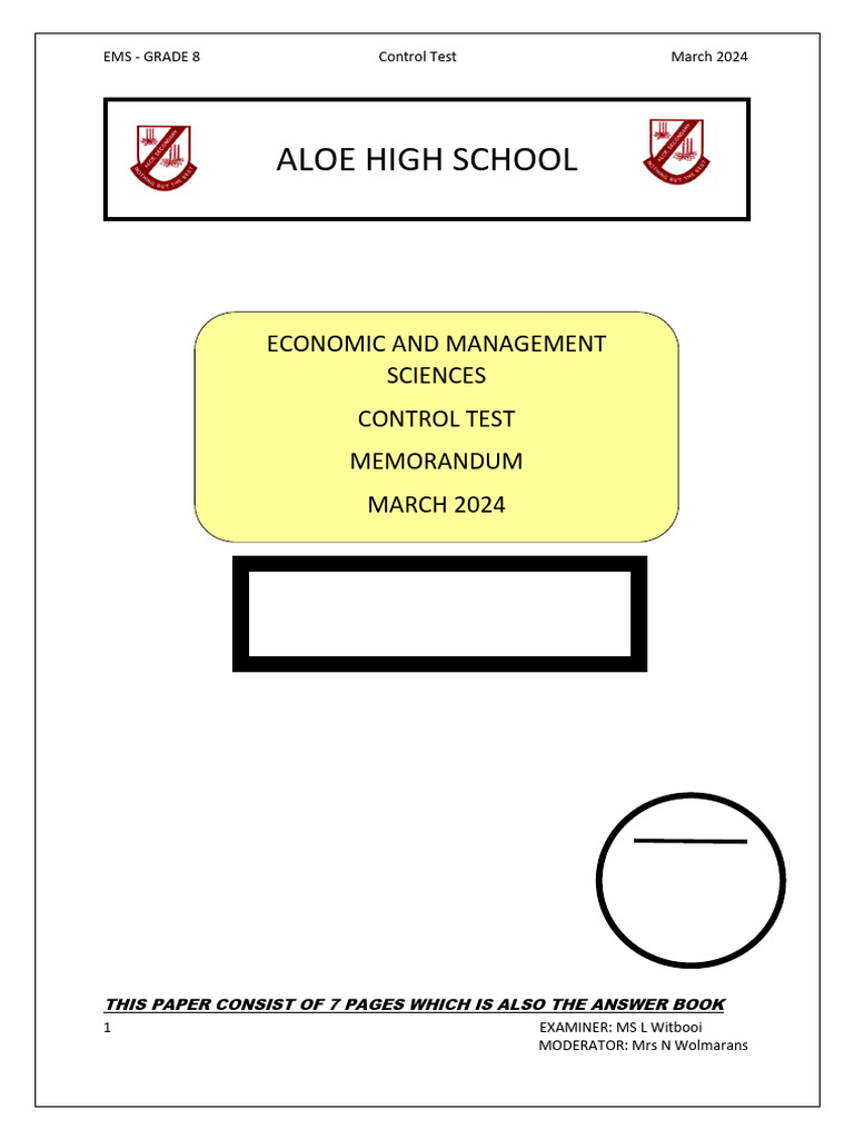 EMS Control Test Memo 2024 | PDF | Equity (Finance) | Receipt