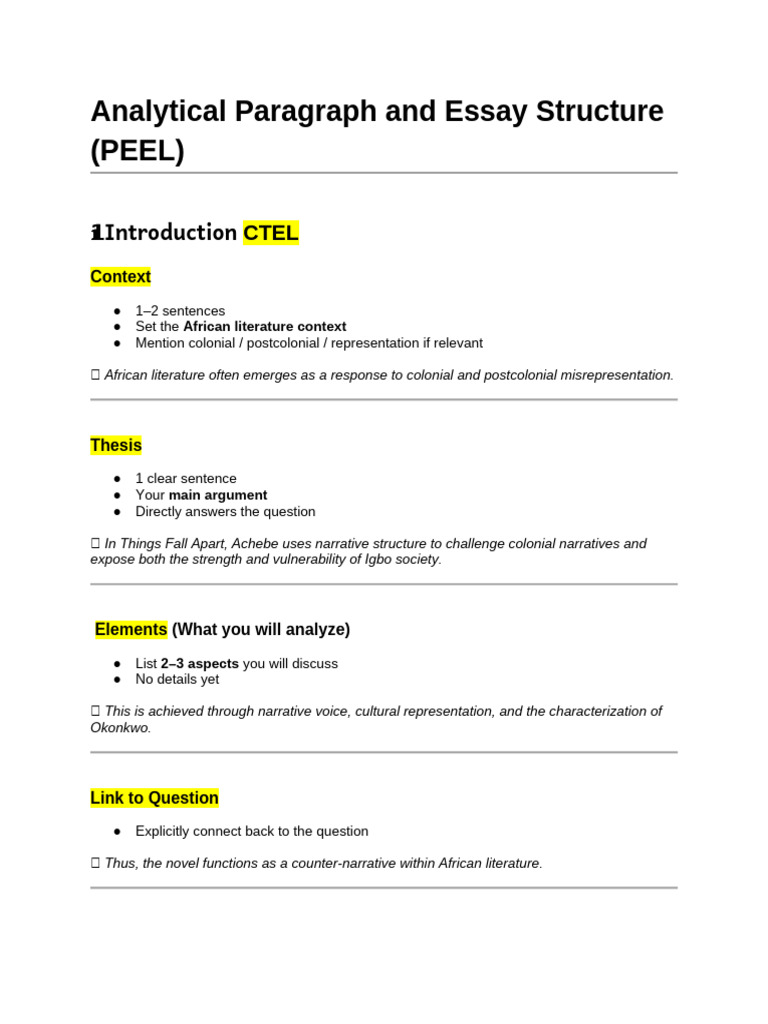 Analytical Paragraph and Essay Structure | PDF