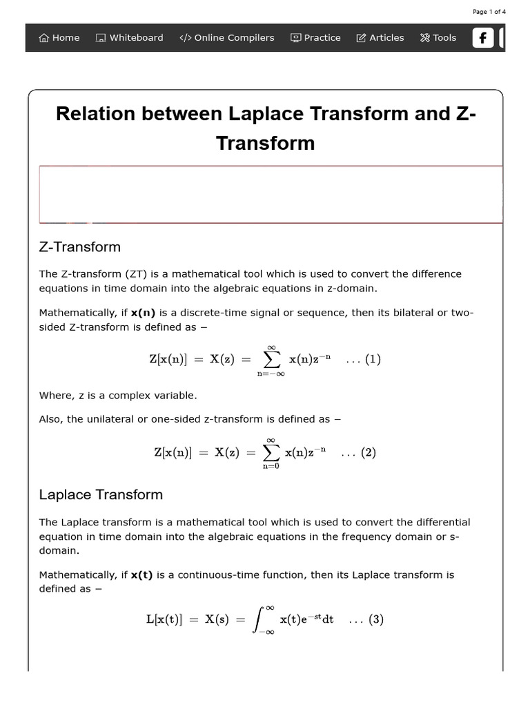 Laplace vs Z-Transform Explained | PDF | Laplace Transform ...
