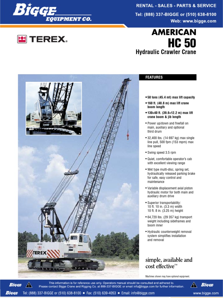 American HC50 | PDF | Crane (Machine) | Elevator