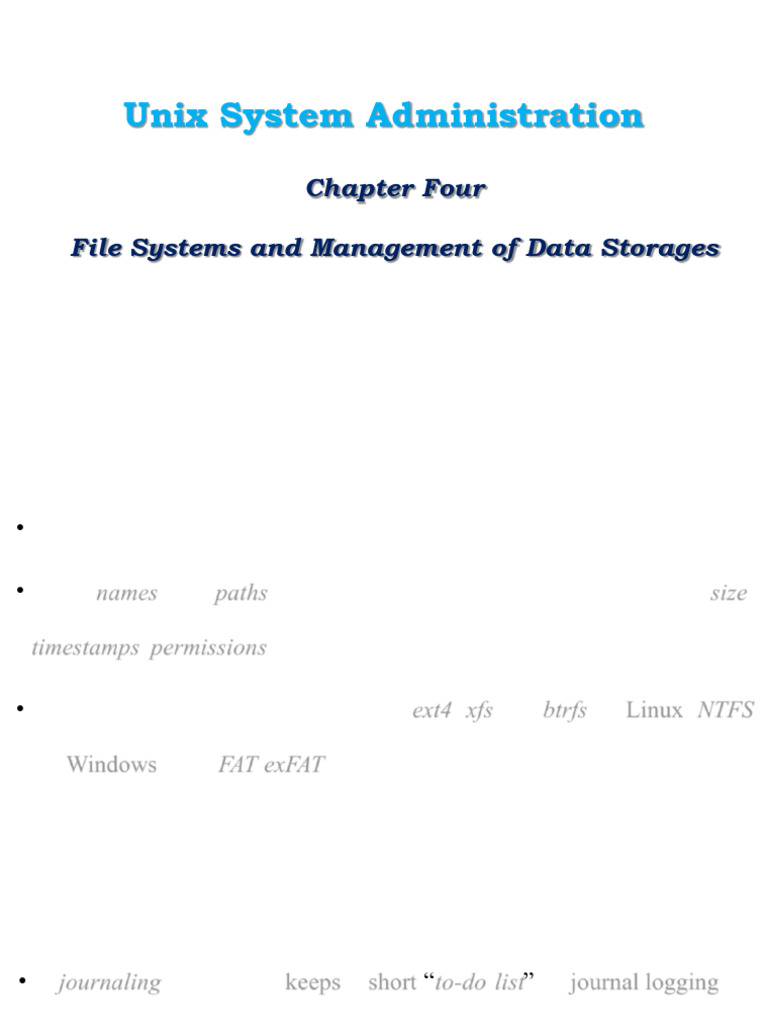 Chapter Four- File Systems and Management of Data Storages | PDF | File System | Solid State Drive