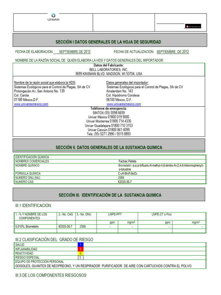 Msds Fastrac Pellets | PDF | Agua | Dióxido de carbono
