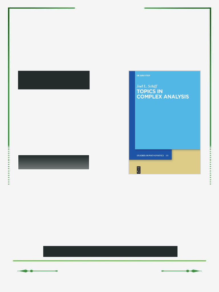 Topics in Complex Analysis 1st Edition Joel L Schiff eBook fully downloadable | PDF ...