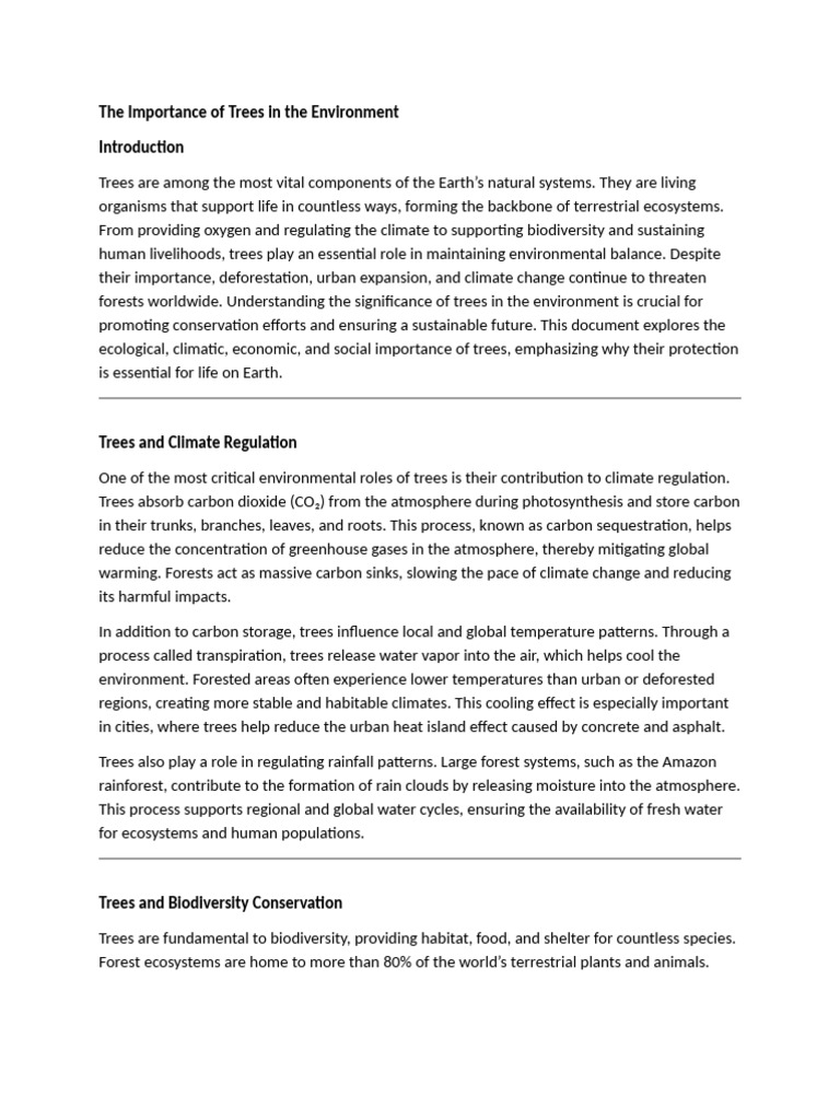 The Importance of Trees in the Environment | PDF | Soil | Ecosystem