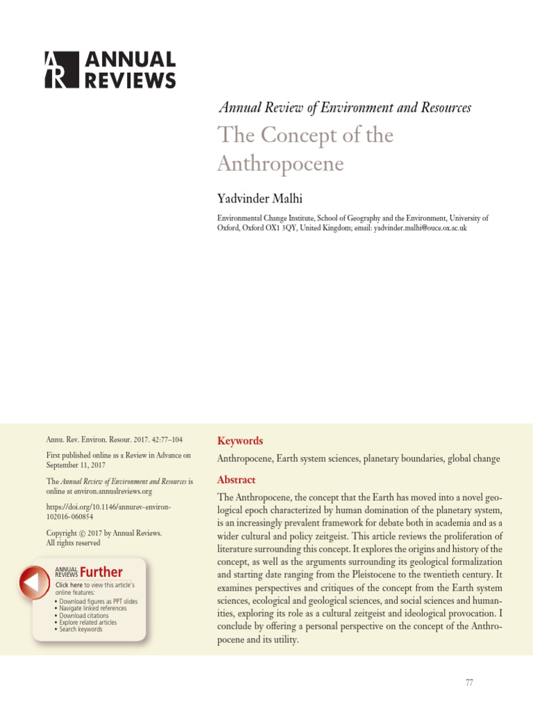 Understanding the Anthropocene Concept | PDF | Anthropocene | Geologic ...
