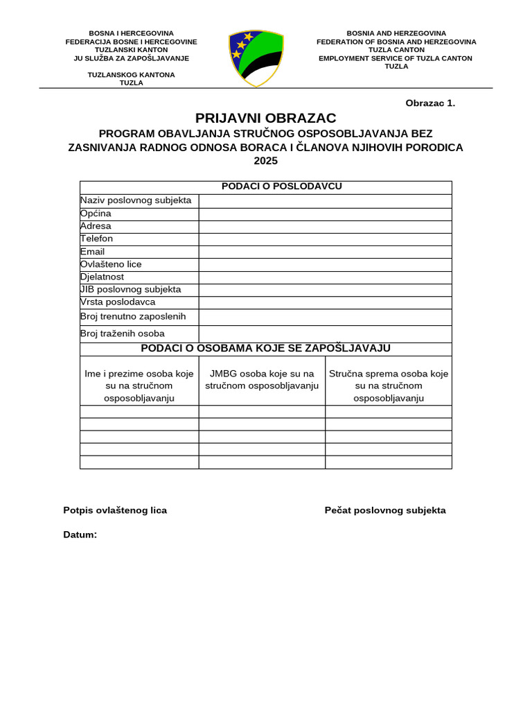 Obrazac 1 | PDF