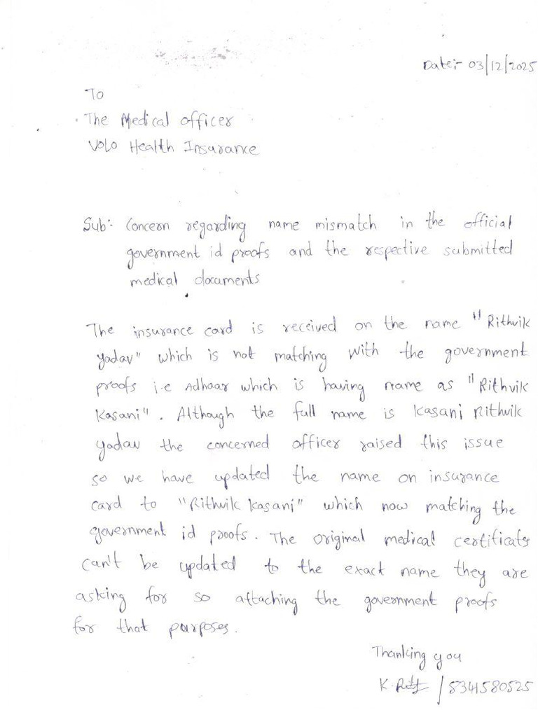 Justification Letter With Govt Id Proof | PDF