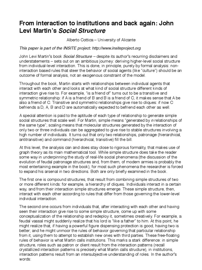 John Levi Martin's "Social Structure" | PDF | Social Structure | Hierarchy