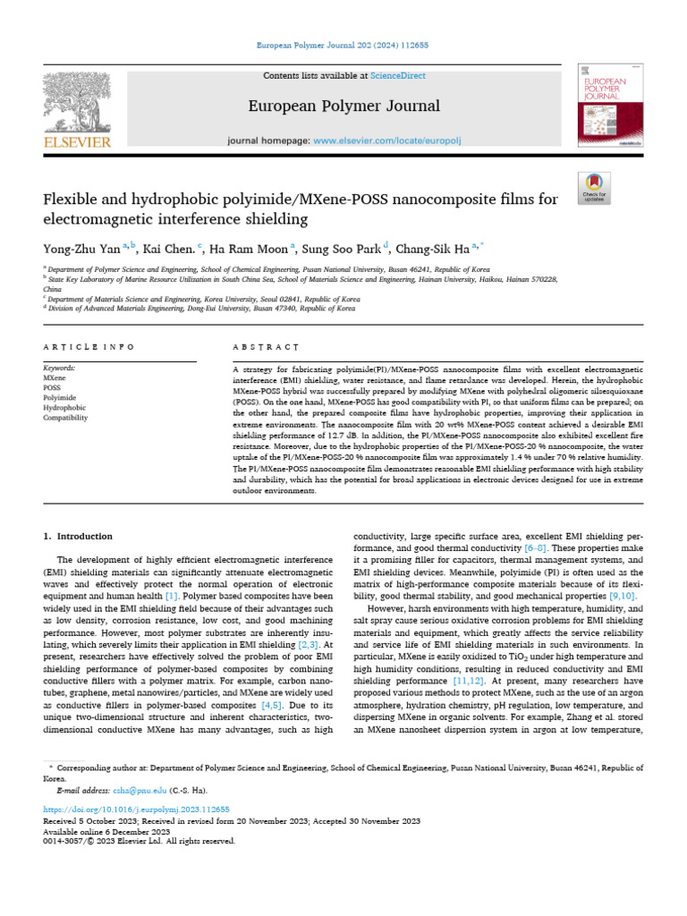 Hydrophobic Polyimide:MXene-POSS for EMI Shielding | PDF ...