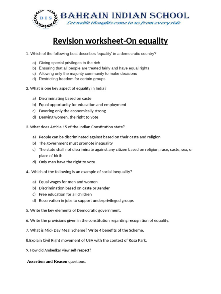 Equality in Democracy: Key Concepts and Issues | PDF | Discrimination ...