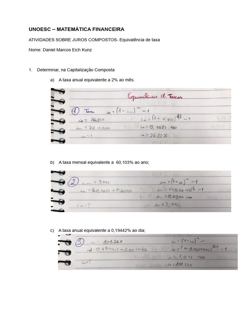 Equivalência de Taxa | PDF