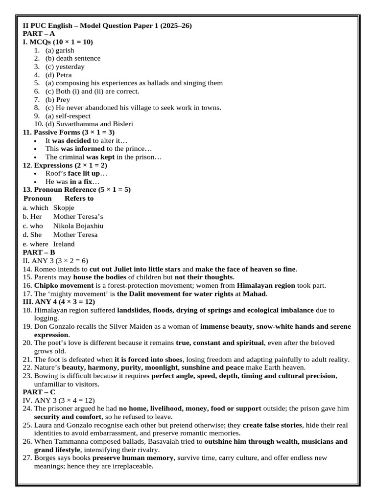 Key Answers Paper-1 | PDF