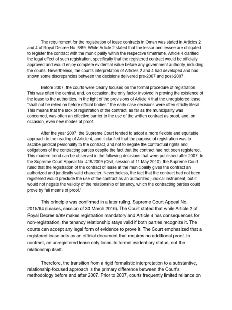 Lease Contract Registration Assignment | PDF | Lease | Supreme Court Of ...