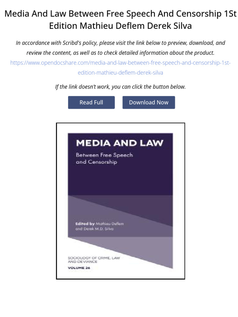 Media and Law Between Free Speech and Censorship 1st Edition Mathieu ...