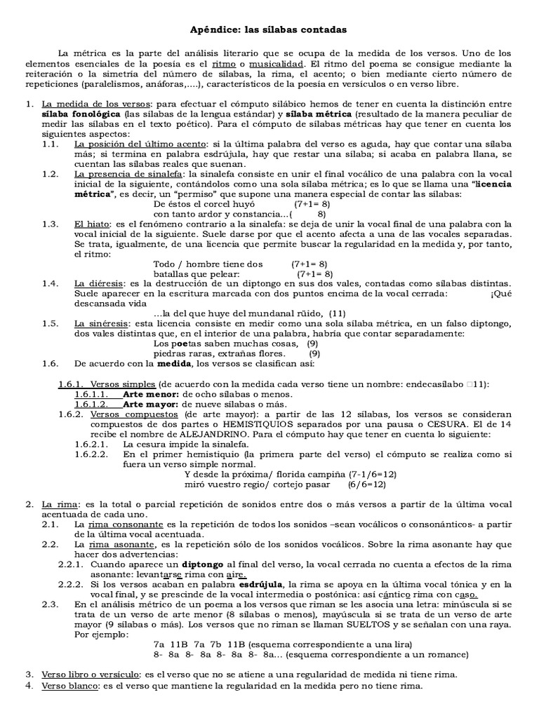 3-El Verso (Medida y Rima) | PDF | Rima | Sílaba