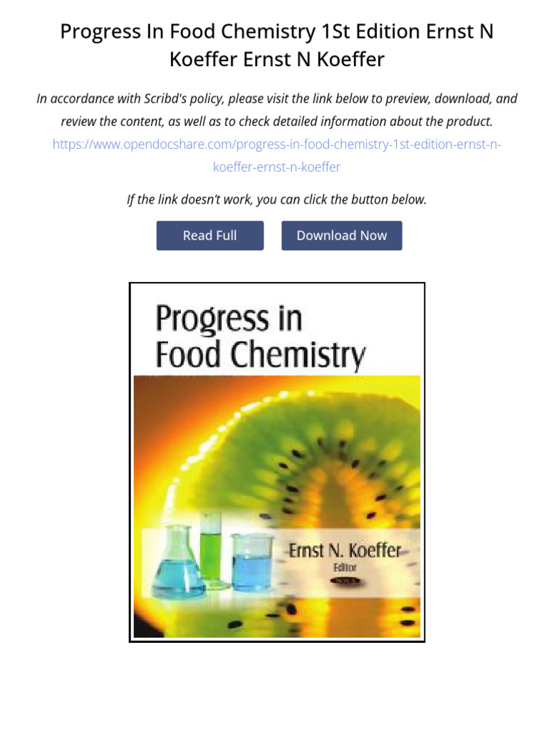 Progress In Food Chemistry 1st Edition Ernst N Koeffer Ernst N Koeffer ...