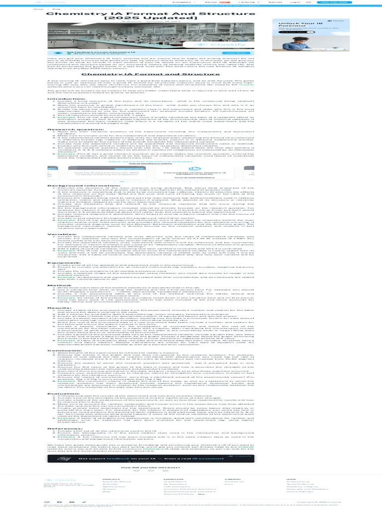 Chemistry IA Structure Guide 2025 | PDF | Experiment | Uncertainty