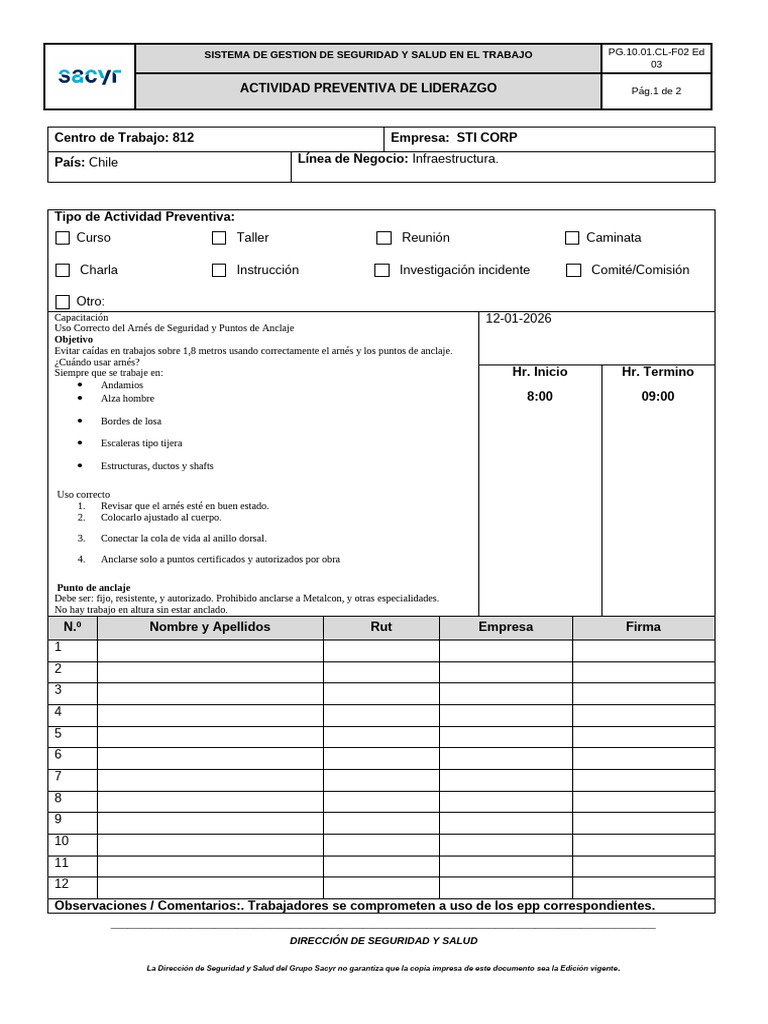 PG.10.01.CL-F02.Ed03 - Actividad Preventiva Tableros Eléctricos | PDF