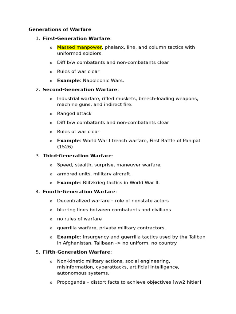 10 Generations of Warfare | PDF
