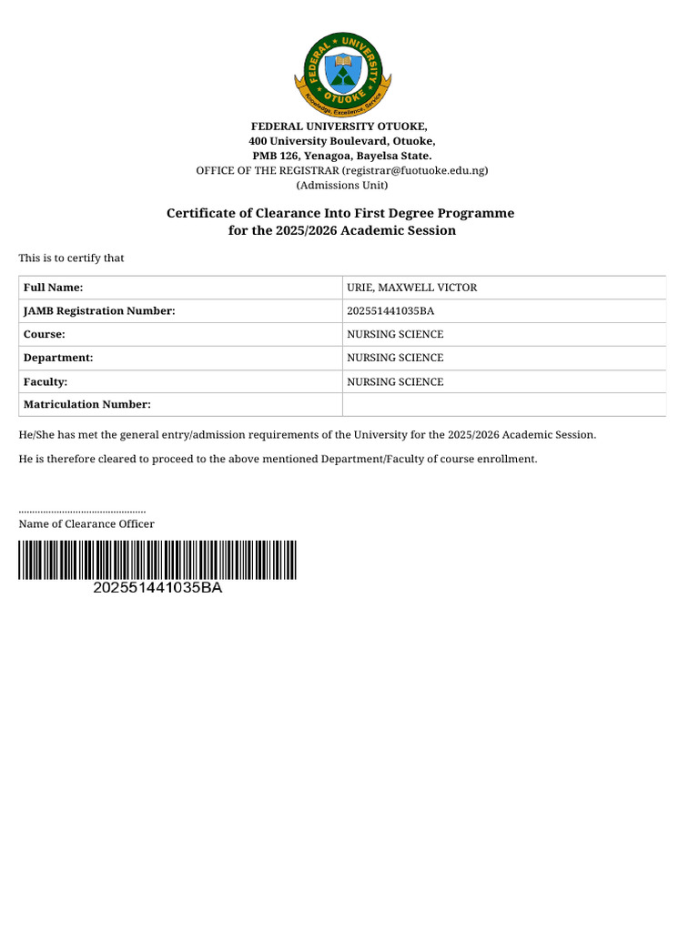 Clearance Certificate | PDF