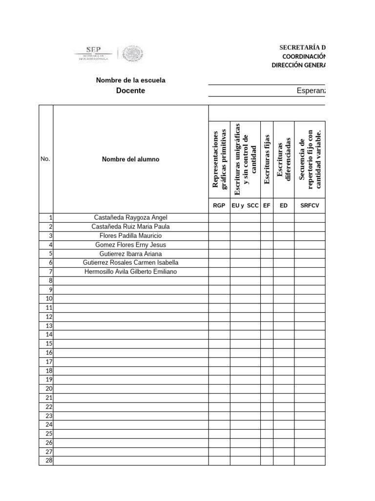 Form. de Eval. Lecto.esc. Palem | PDF | Sílaba | Palabra