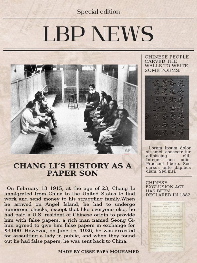 Chang Li: A Paper Son's Journey | PDF