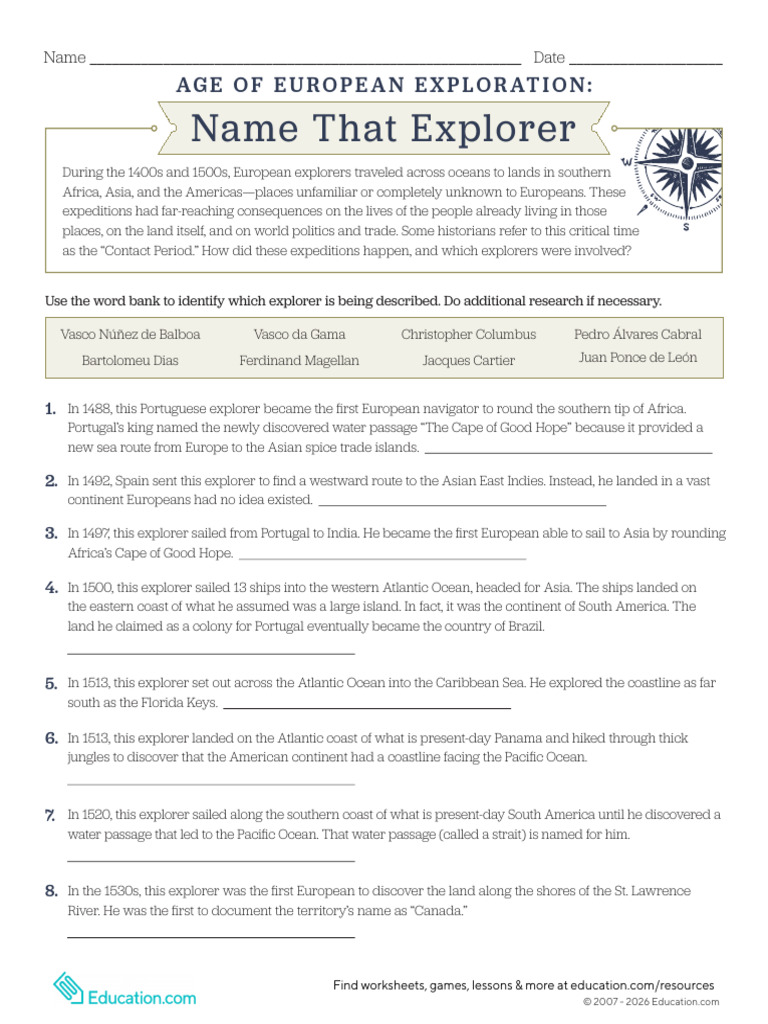 age-of-european-exploration-name-that-explorer | PDF | Age Of Discovery ...
