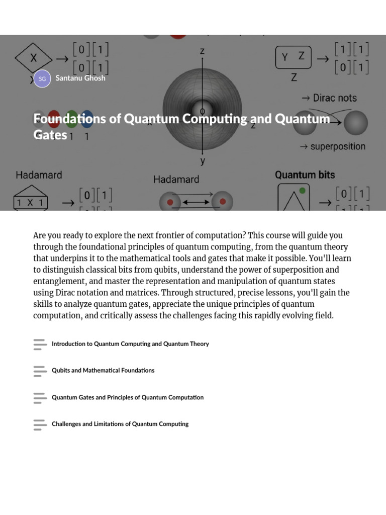 Foundations of Quantum Computing Course | PDF | Quantum Computing ...